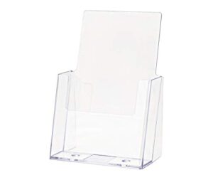 marketing holders bifold display 5.5”w clear acrylic single pocket value pack of 12 countertop pamphlet flyers rack cards leaflets freestanding desks brochure holder ad trade show flyer