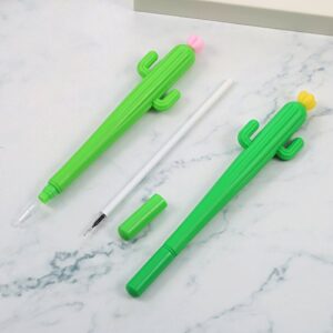 TOODOO 12 Pieces Cactus Rollerball Pens 0.5 mm Black Ink Pens Vibrant Cute Plant Pen for School Home Office (12 Pieces)