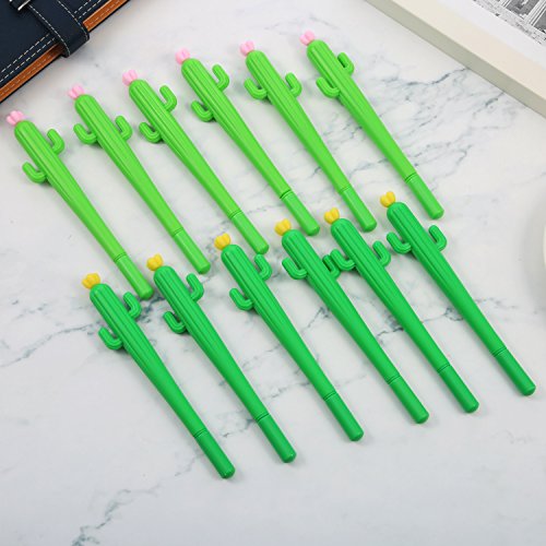 TOODOO 12 Pieces Cactus Rollerball Pens 0.5 mm Black Ink Pens Vibrant Cute Plant Pen for School Home Office (12 Pieces)