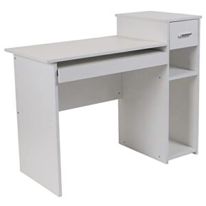 flash furniture highland park white computer desk with shelves and drawer