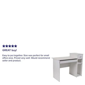 Flash Furniture Highland Park White Computer Desk with Shelves and Drawer