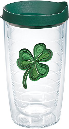 Tervis Shamrock Made in USA Double Walled Insulated Tumbler Cup Keeps Drinks Cold & Hot, 16oz, Clear