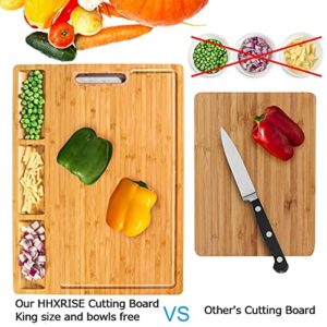 Cutting Boards,Large Bamboo Cutting Board With 3 Built-In Compartments And Juice Grooves - Kitchen Chopping Board for Meat (Butcher Block) Cheese and Vegetables(17 x 12.6")