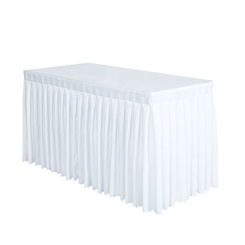 Surmente Tablecloth 14 ft Polyester Table Skirt for Weddings, Banquets, or Restaurants(White) … …