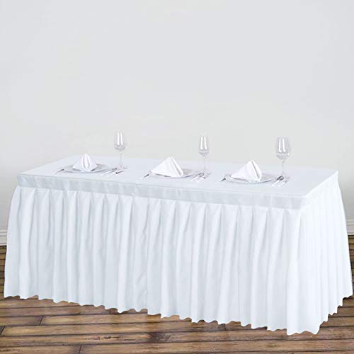 Surmente Tablecloth 14 ft Polyester Table Skirt for Weddings, Banquets, or Restaurants(White) … …