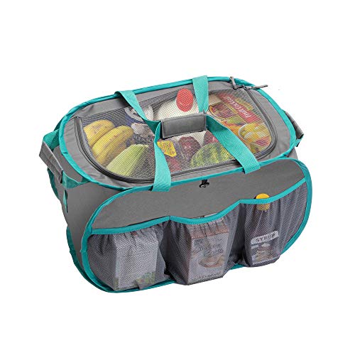 Smart Design Pop Up Trunk Organizer with Easy Carry Handles, Side Pockets, and Zipper Top - 23 Inch - Holds 50 lbs. - Durable Fabric Collapsible Design - Home Organization - Gray