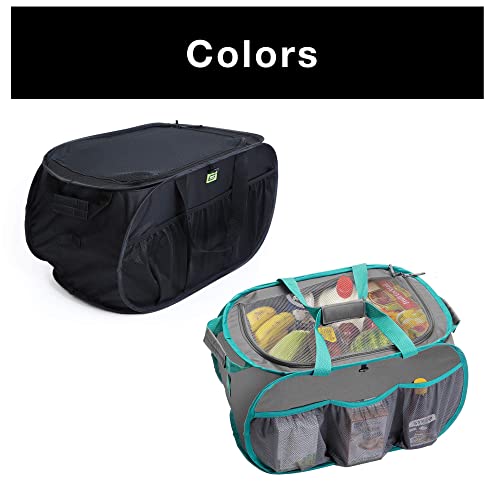 Smart Design Pop Up Trunk Organizer with Easy Carry Handles, Side Pockets, and Zipper Top - 23 Inch - Holds 50 lbs. - Durable Fabric Collapsible Design - Home Organization - Gray