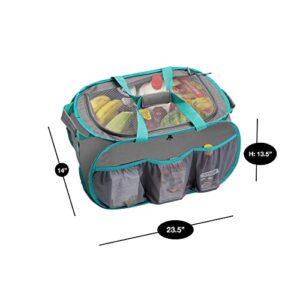 Smart Design Pop Up Trunk Organizer with Easy Carry Handles, Side Pockets, and Zipper Top - 23 Inch - Holds 50 lbs. - Durable Fabric Collapsible Design - Home Organization - Gray