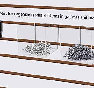 Marketing Holders 6 Pack 4 Inch Slatwall Retail Bin Clear Acrylic Merchandise Storage Organizer Bulk Product Dump Container Lucite Single Pocket Caddy for Retail Stores and Service Centers