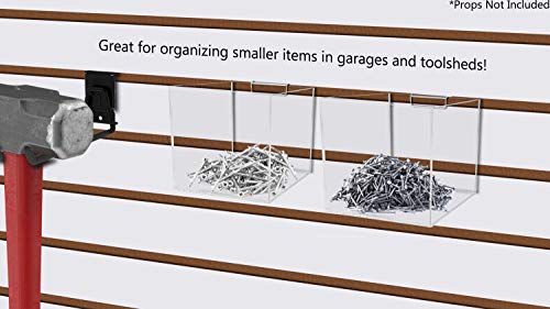 Marketing Holders 6 Pack 4 Inch Slatwall Retail Bin Clear Acrylic Merchandise Storage Organizer Bulk Product Dump Container Lucite Single Pocket Caddy for Retail Stores and Service Centers