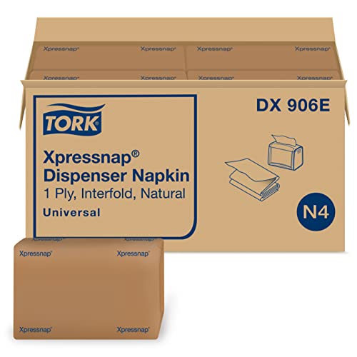 Tork Xpressnap Natural Dispenser Napkin N4, Universal, Interfold 1-ply, 13" x 8.5", 12 x 500 napkins, DX906E