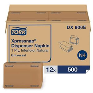 Tork Xpressnap Natural Dispenser Napkin N4, Universal, Interfold 1-ply, 13" x 8.5", 12 x 500 napkins, DX906E