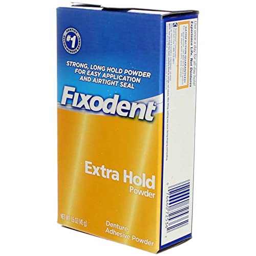 Fixodent Denture Adhesive Powder Extra Hold - 1.6 oz, Pack of 5