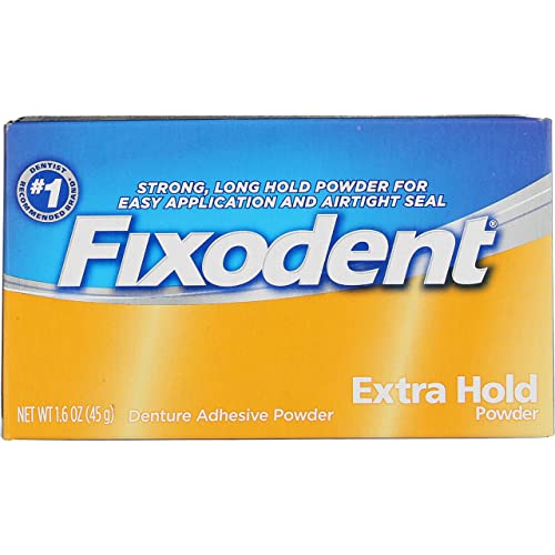 Fixodent Denture Adhesive Powder Extra Hold - 1.6 oz, Pack of 5