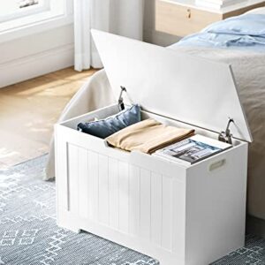 VASAGLE Storage Chest, Storage Bench, Entryway Bench with 2 Safety Hinges, Shoe Bench, Modern Style, 15.7 x 29.9 x 18.9 Inches, for Entryway, Bedroom, Living Room, White ULHS11WT