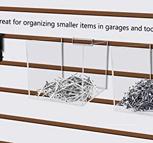 Marketing Holders 4 Pack 5" Slatwall Retail Bin Clear Acrylic Merchandise Storage Organizer Bulk Product Dump Boxes Single Pocket Plexiglass Caddy for Retail Stores and Service Centers