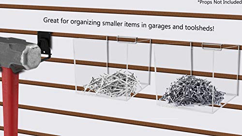 Marketing Holders 4 Pack 5" Slatwall Retail Bin Clear Acrylic Merchandise Storage Organizer Bulk Product Dump Boxes Single Pocket Plexiglass Caddy for Retail Stores and Service Centers