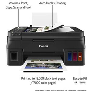 Canon PIXMA G4210 Wireless All-In-One Supertank (Megatank) Printer, Copier, Scan, Fax and ADF with Mobile Printing, Black, One Size (2316C002)