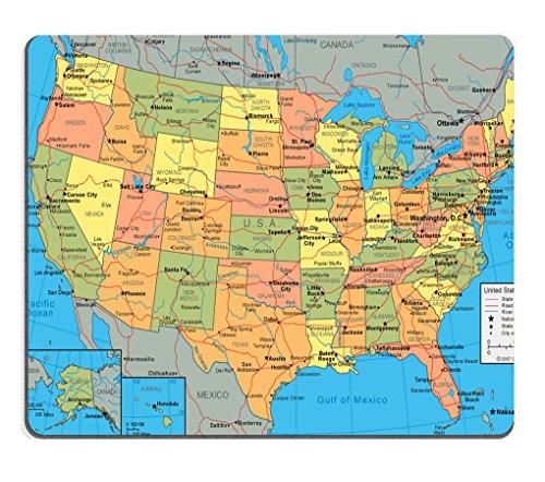 Smooffly Gaming Mouse Pad Custom,United States Map Non-Slip Thick Rubber Mouse pad,9.5 X 7.9 Inch (240mmX200mmX3mm)