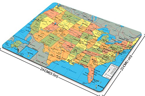 Smooffly Gaming Mouse Pad Custom,United States Map Non-Slip Thick Rubber Mouse pad,9.5 X 7.9 Inch (240mmX200mmX3mm)