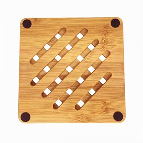 Natural Bamboo Trivet Mat Set, Kitchen Wood Hot Pads Trivet, Heat Resistant Pads for Hot Dishes/Pot/Bowl/Teapot/Hot Pot Holders, Anti-Hot Non-Slip Durable,Square and Round (Pack of 4), by MUWENTY