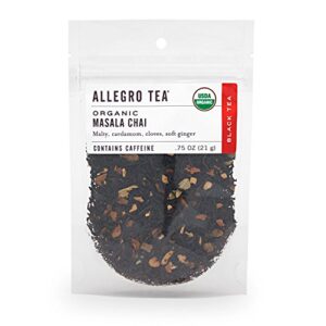 allegro tea, organic masala chai, loose leaf tea, 0.75 oz