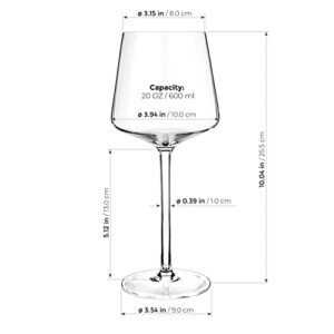 LUXBE - Crystal Wine Glasses 20.5-ounce, Set of 4 - Red or White Wine Large Glasses - Pinot Noir - Burgundy - Bordeaux - 600ml