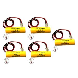 (5 pack) 1.2v 900mah exit sign emergency light nicad battery replacement unitech aa900mah osa268 elb cs01 lithonia 1.2v aa 1000mah ni-cd battery exr led el m6 white connector