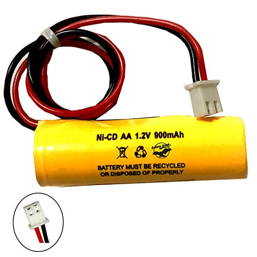 (5 Pack) 1.2v 900mAh Exit Sign Emergency Light NiCad Battery Replacement Unitech AA900mAh OSA268 ELB CS01 Lithonia 1.2v AA 1000mah Ni-CD Battery EXR LED EL M6 White Connector