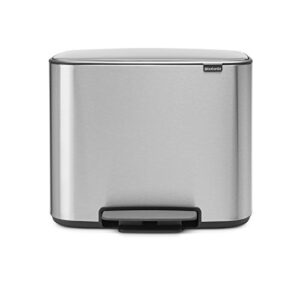 brabantia bo pedal bin - 3 x 11l inner buckets (matt steel fpp) waste/recycling kitchen bin with removable compartments - free bin bags