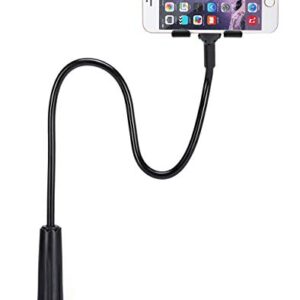 ZTON Universal Cell Phone Holder, Universal Mobile Phone Stand, Lazy Bracket, Flexible Long Arms Clip Mount for iPhone, LG, etc.in Office Bedroom Desktop.(Black)