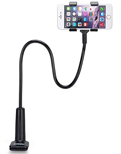 ZTON Universal Cell Phone Holder, Universal Mobile Phone Stand, Lazy Bracket, Flexible Long Arms Clip Mount for iPhone, LG, etc.in Office Bedroom Desktop.(Black)