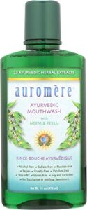 auromere ayurvedic mouthwash - vegan, fluoride free, alcohol free, natural, non gmo (16 fl oz), 1 pack