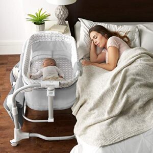 Ingenuity Dream & Grow Bedside Baby Bassinet 2-Mode Crib 0-12 Months, Adjustable Height - Dalton (Grey)