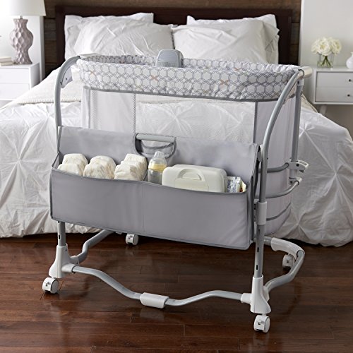 Ingenuity Dream & Grow Bedside Baby Bassinet 2-Mode Crib 0-12 Months, Adjustable Height - Dalton (Grey)