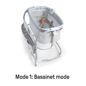 Ingenuity Dream & Grow Bedside Baby Bassinet 2-Mode Crib 0-12 Months, Adjustable Height - Dalton (Grey)