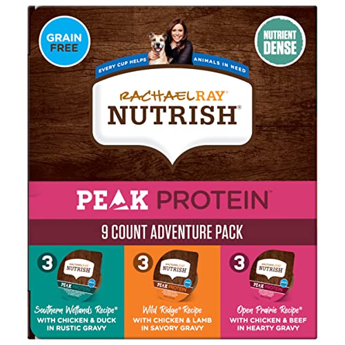 Rachael Ray Nutrish PEAK Natural Wet Dog Food, Adventure Pack Variety, High Protein ,3.5 Ounce Tub 9 count (Pack of 2)