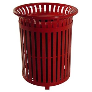 paris 34 gal. red steel outdoor trash can with steel lid and plastic liner