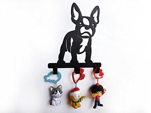 YOURNELO Cute Ironwork Puppy French Bulldog Dog Art Wall Mounted Decorative Coat Rack Hooks (A1)