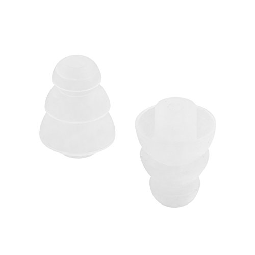 Rayker Triple Flange Replacement Eartips, Soft Noise-Isolation Silicone Ear Tips with 2mm Connector for Etymotic Shure Westone, in Ear Canal, S/L Size Included, 6 Pairs, White