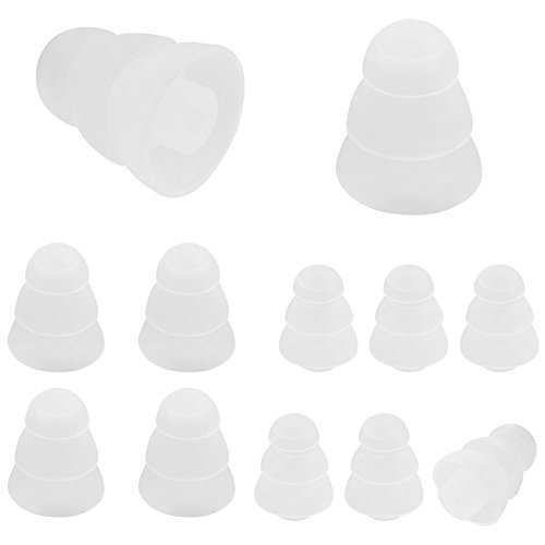 Rayker Triple Flange Replacement Eartips, Soft Noise-Isolation Silicone Ear Tips with 2mm Connector for Etymotic Shure Westone, in Ear Canal, S/L Size Included, 6 Pairs, White