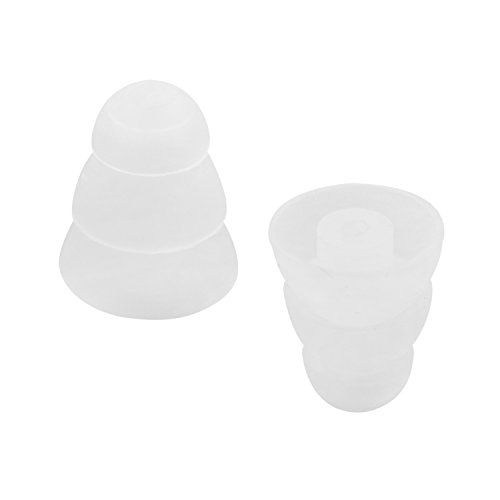 Rayker Triple Flange Replacement Eartips, Soft Noise-Isolation Silicone Ear Tips with 2mm Connector for Etymotic Shure Westone, in Ear Canal, S/L Size Included, 6 Pairs, White