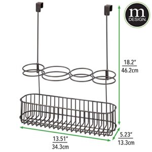 mDesign Metal Bathroom Storage Tool Organizer Accessory Basket Tray - Hang Over Cabinet Door - Storage for Hair Dryer, Straightener, Curling Iron & Hair Styling Products - Concerto Collection, Bronze