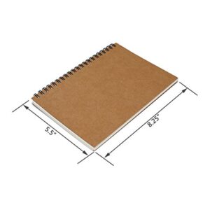 Soft Cover Spiral Sketchpad Notebooks - Pack of Three - 8.25 inches by 5.5 inches - 100 Pages, 50 Sheets - Perfect for Travel