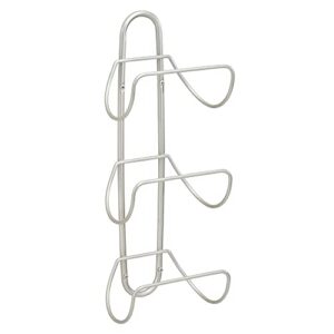 mDesign Modern Decorative Metal 3-Level Wall Mount Towel Rack Holder and Organizer for Storage of Bathroom Towels, Washcloths, Hand Towels - Satin