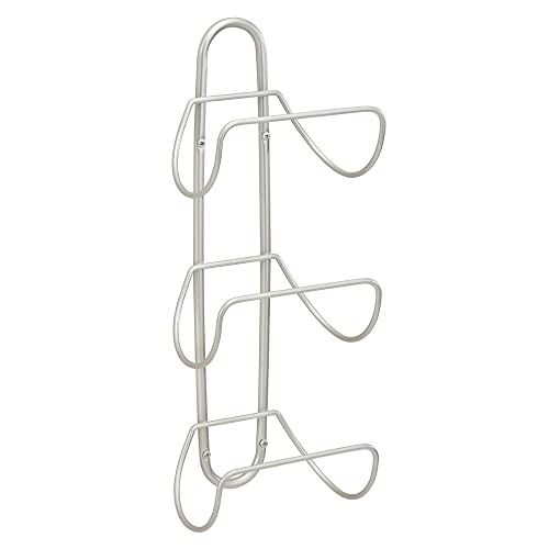 mDesign Modern Decorative Metal 3-Level Wall Mount Towel Rack Holder and Organizer for Storage of Bathroom Towels, Washcloths, Hand Towels - Satin