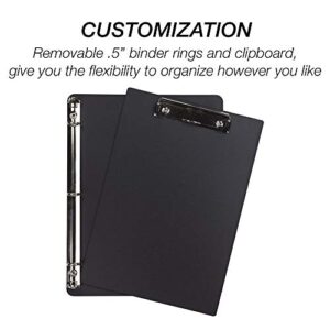 Samsill Professional Padfolio Bundle, Includes Removable Clipboard, 0.5-Inch Round Ring Binder with Secure Zippered Closure and 10.1 Inch Tablet Sleeve, Black, Full Size (70829)