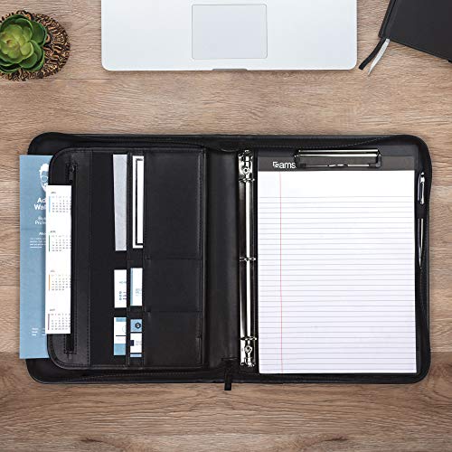 Samsill Professional Padfolio Bundle, Includes Removable Clipboard, 0.5-Inch Round Ring Binder with Secure Zippered Closure and 10.1 Inch Tablet Sleeve, Black, Full Size (70829)