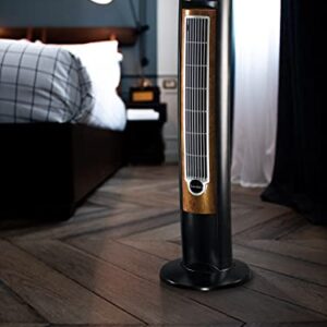 Lasko Oscillating Tower Fan, Remote Control, Ionizer, 3 Speeds, Timer, for Bedroom, Office, Kitchen 42", Black, T42950