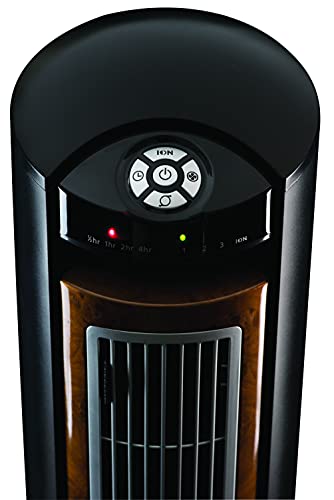 Lasko Oscillating Tower Fan, Remote Control, Ionizer, 3 Speeds, Timer, for Bedroom, Office, Kitchen 42", Black, T42950